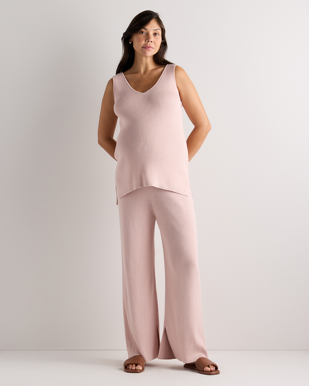 QUINCE Quince Cotton Cashmere Maternity and Nursing V-Neck Tank Top